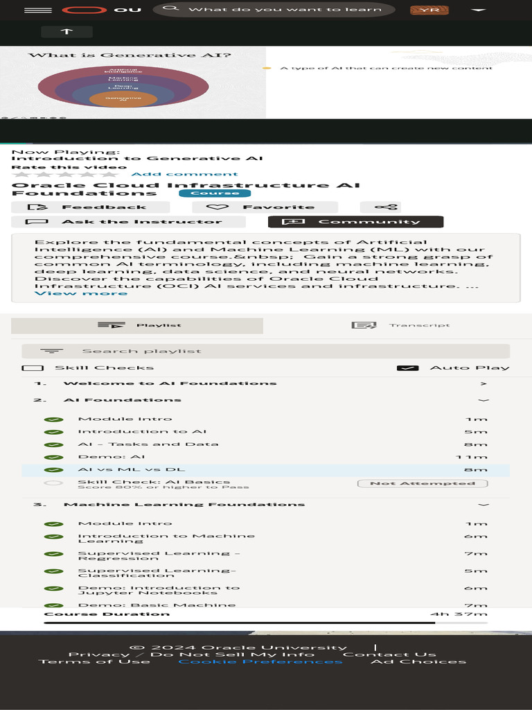 Oracle Cloud Infrastructure AI Foundations - Oracle MyLearn | PDF