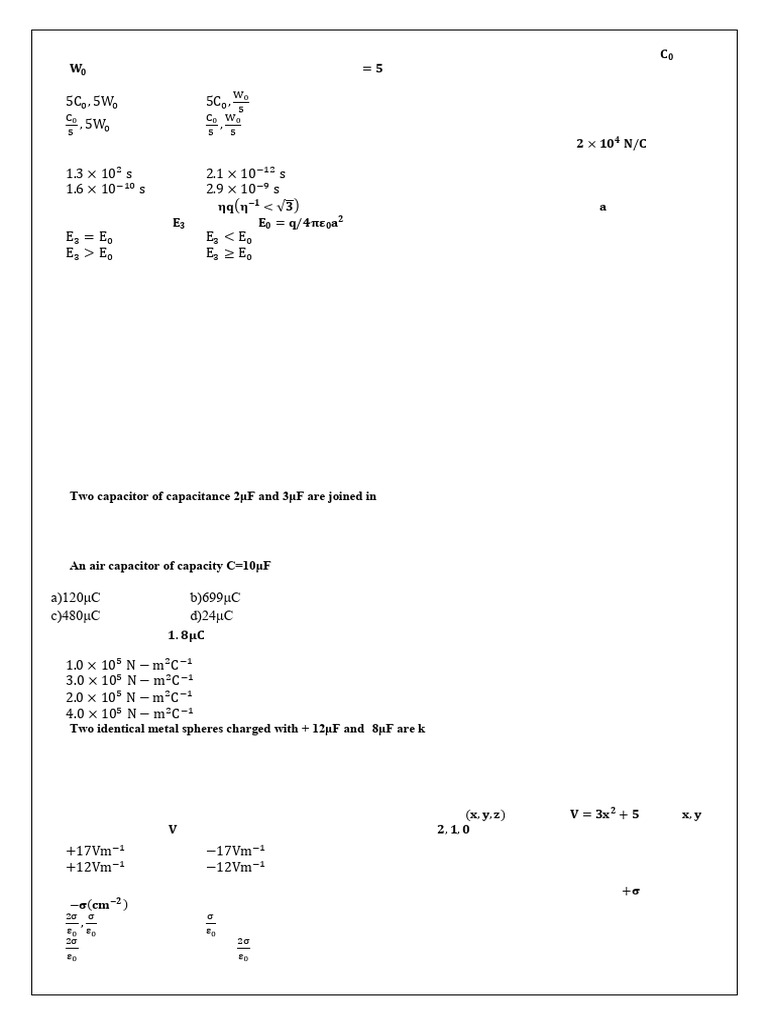 Physics Worksheet Electrostatics | PDF | Capacitor | Capacitance