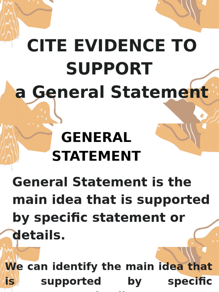 Citing Evidence for General Statements | PDF