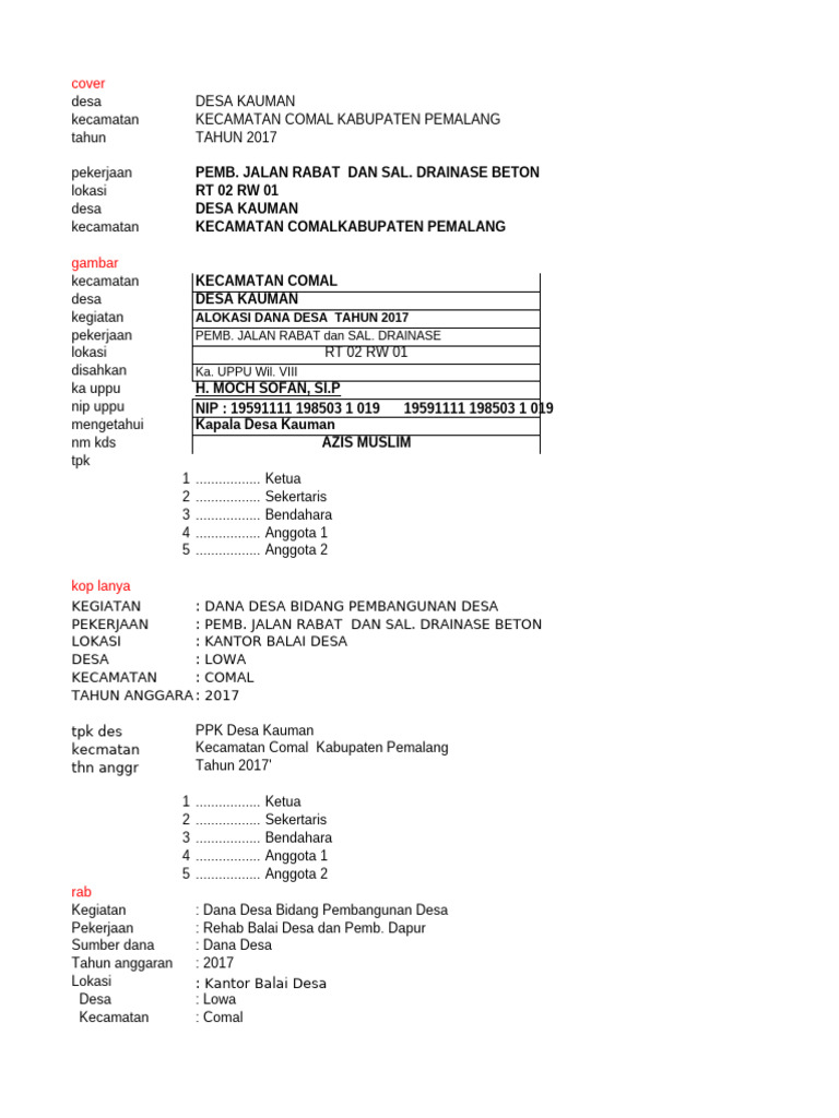 RAB Rabat Beton Lingkungan | PDF