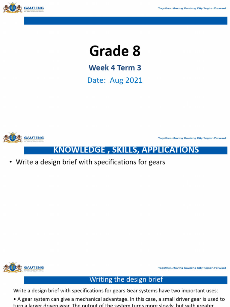 PowerPoint Lesson Gradev 8 Week 4 Term3 | PDF | Gear | Machines