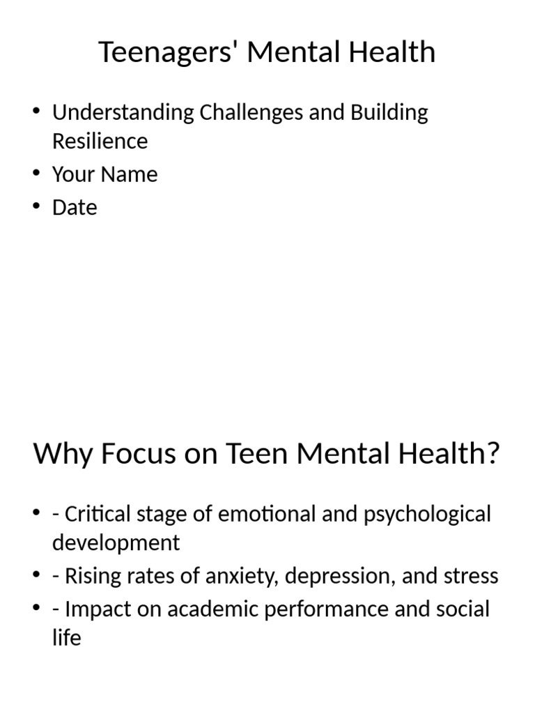 Teen Mental Health: Challenges & Support | PDF