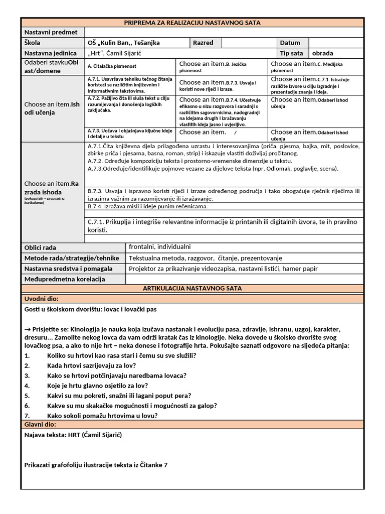 Priprema - HRT, Ćamil Sijarić | PDF