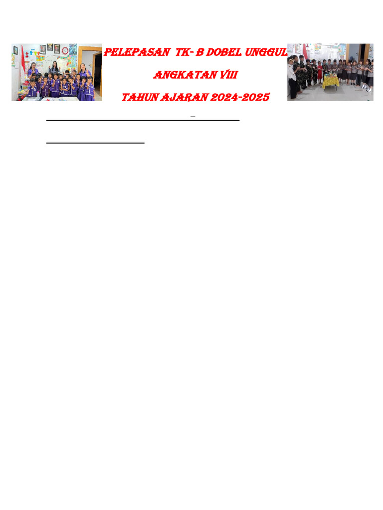 Tata Tertib Acara Pelepasan TK Dobel Unggul | PDF
