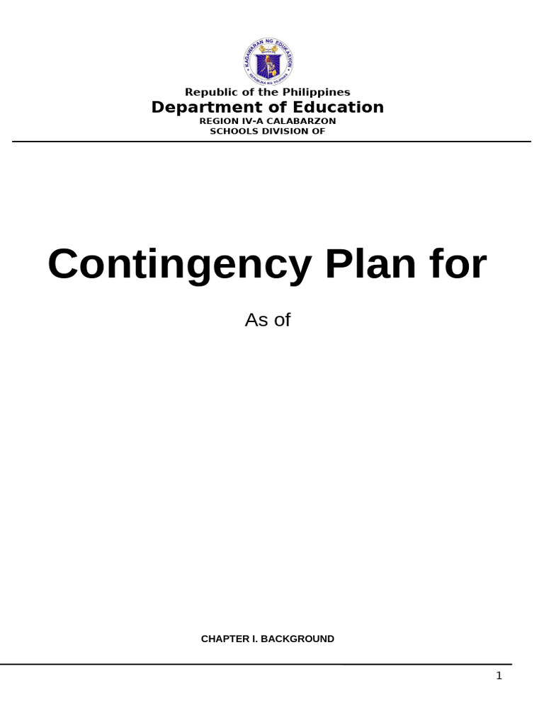 Updated Contingency Planning Template | PDF | Earthquakes | Natural ...