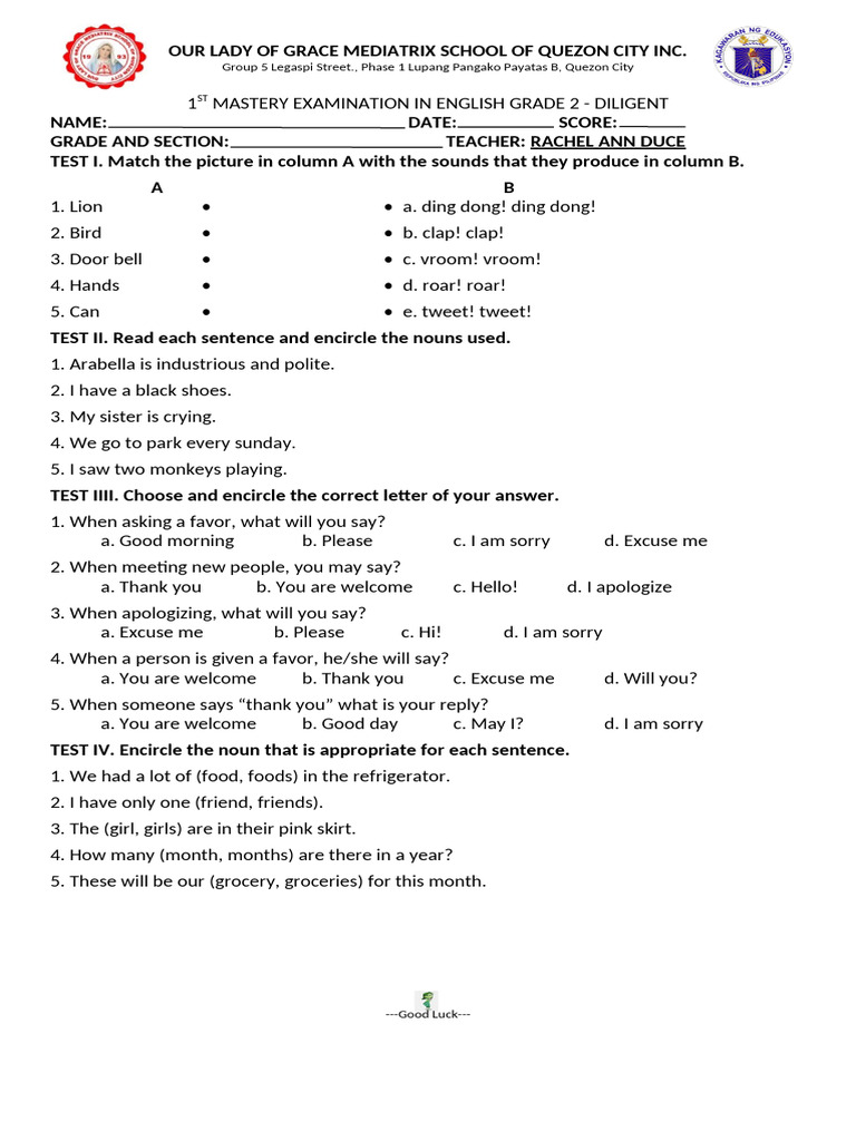 English Grade 2 | PDF