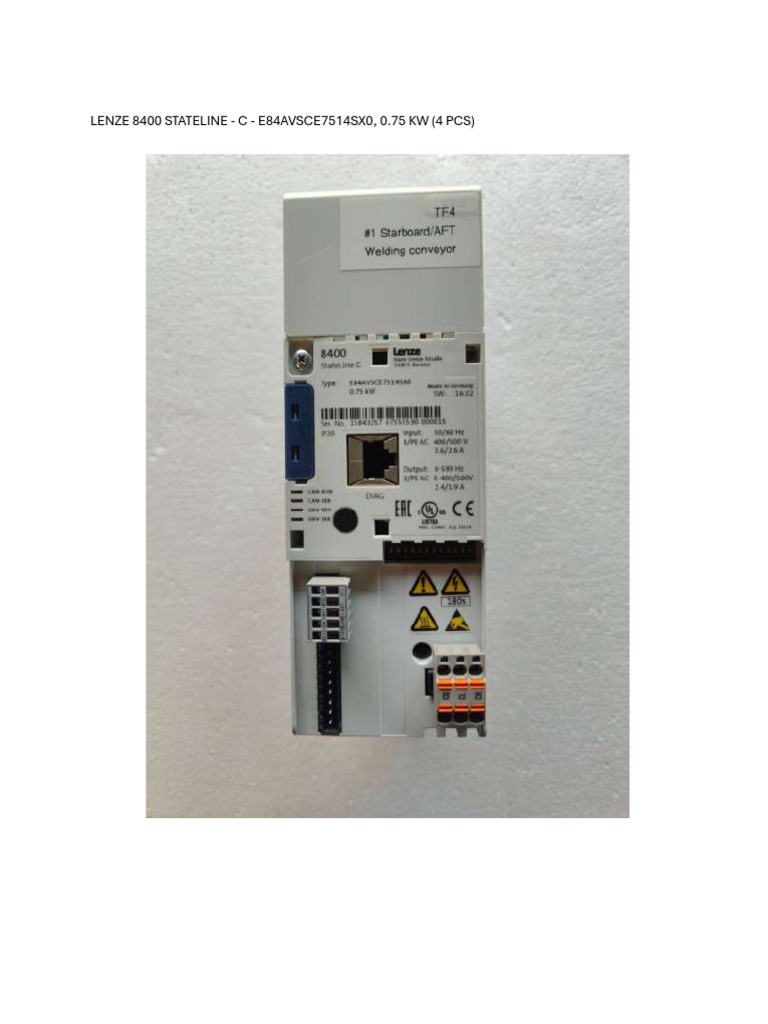 Lenze 8400 Stateline Used | PDF