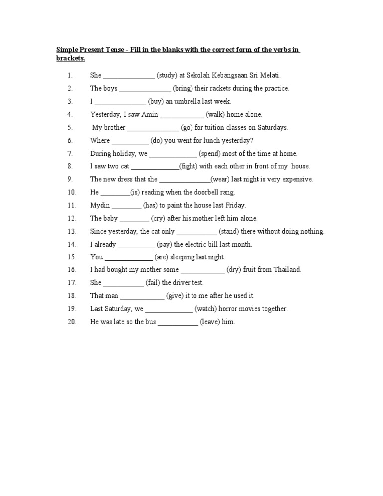 Simple Present Tense Question