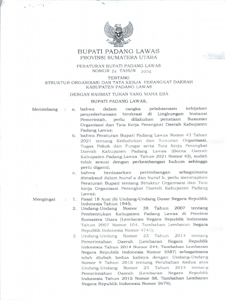 Perbub Sotk No 24 Tahun 2024 | PDF