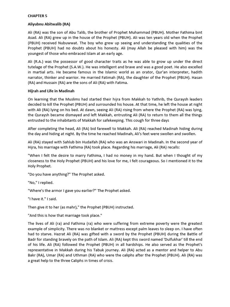 Chapter 5 Ali R Pdf Ali Muhammad