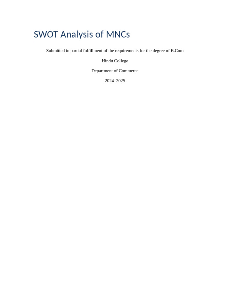 SWOT Analysis of Major MNCs | PDF | Swot Analysis | Multinational ...
