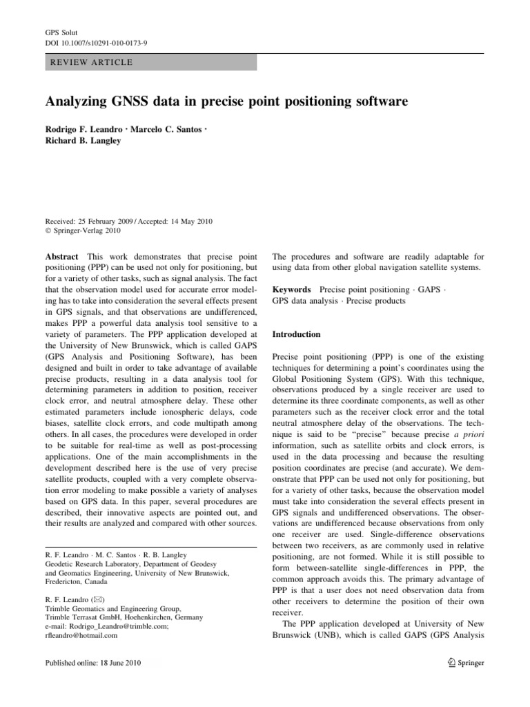 Analyzing GNSS Data in Precise Point Pos | PDF | Global Positioning System