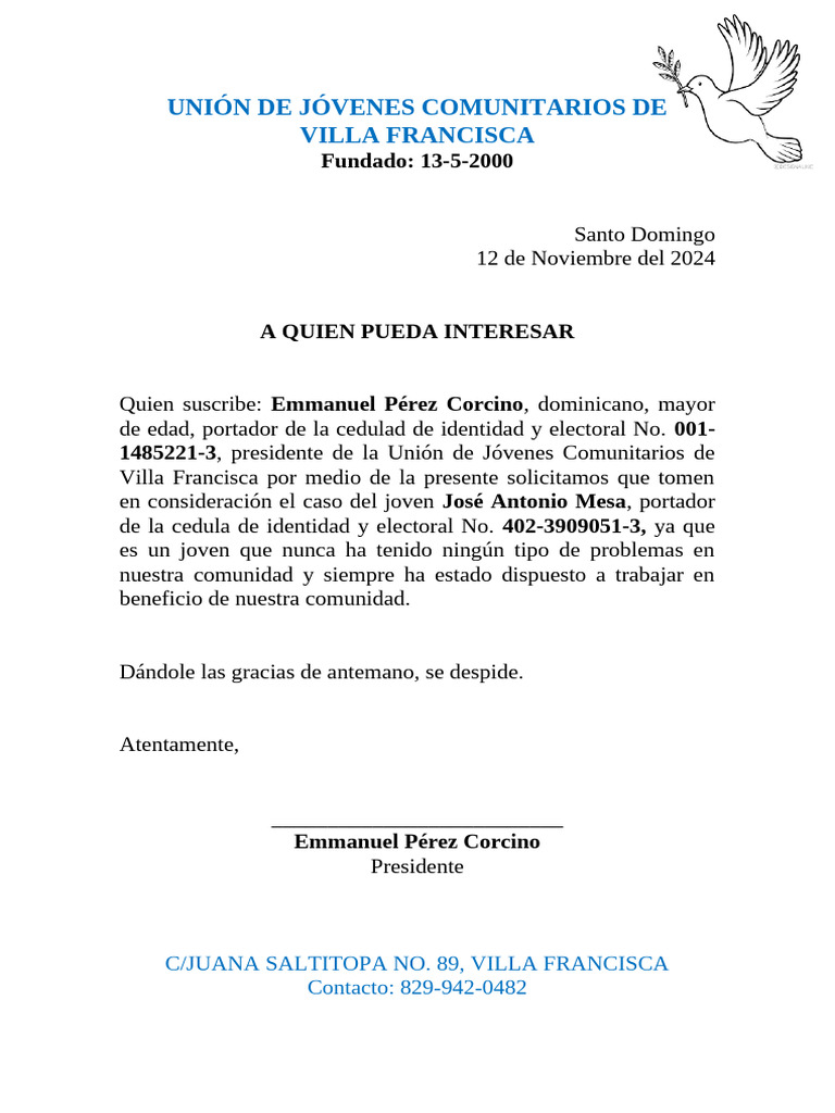 Unión de Jóvenes Comunitarios de Villa Francisca | PDF