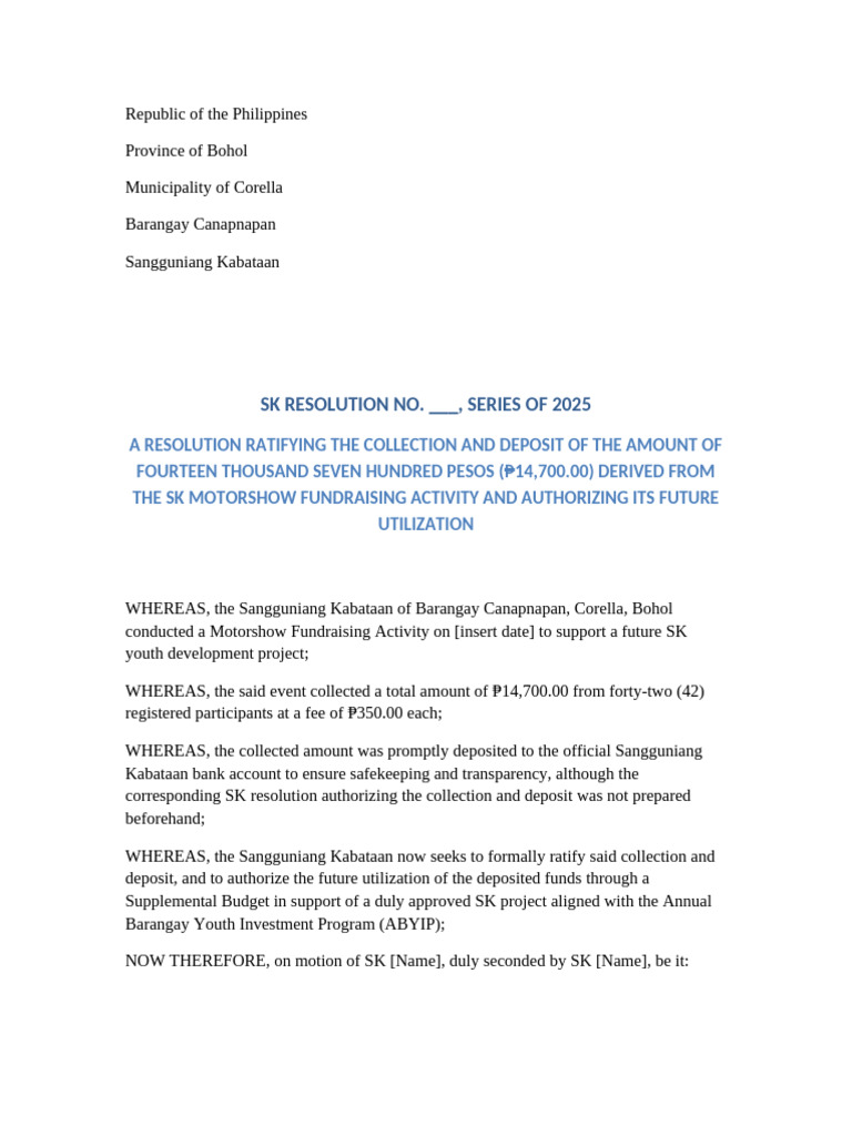 SK Resolution Ratification Motorshow Income | PDF