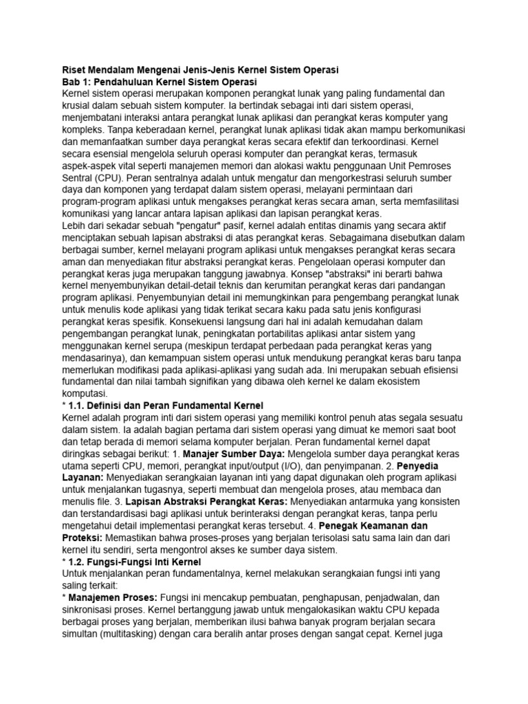 Jenis-Jenis Kernel Sistem Operasi | PDF