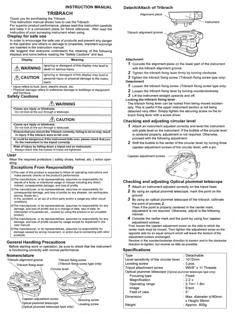 Topcon TR-8P Instruction Manual | PDF