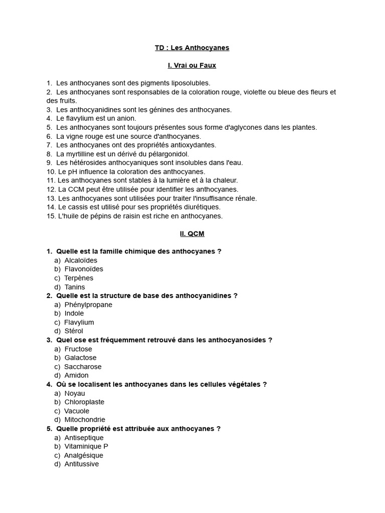 Les Anthocyanes : Propriétés et Applications | PDF | Flavonoïde