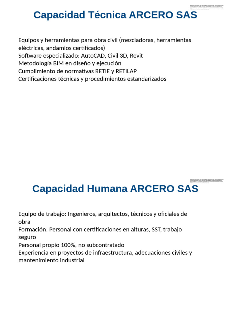Capacidad Tecnica y Humana ARCERO | PDF