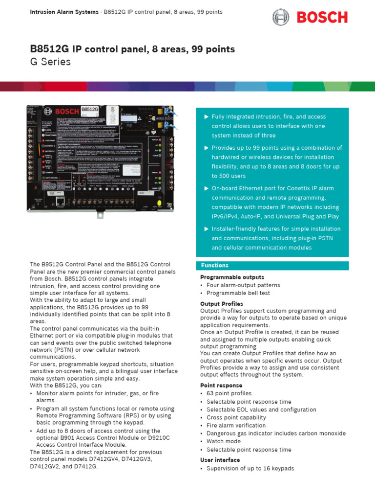 B8512G Control Panel Overview | PDF | Security Alarm | Access Control