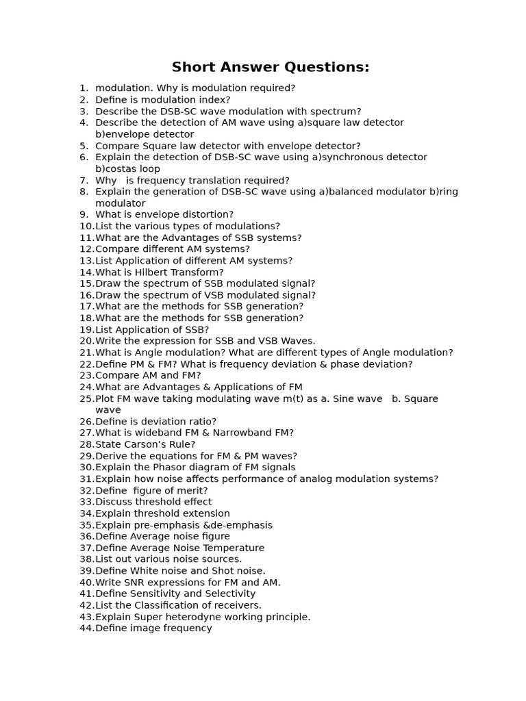 Ac Question Bank | PDF | Frequency Modulation | Detector (Radio)