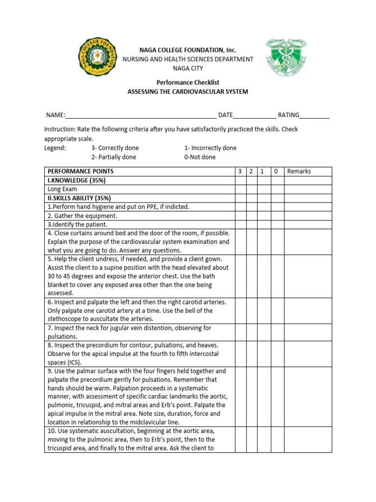 Heart and Neck Vessels Checklist | PDF | Pulse | Heart