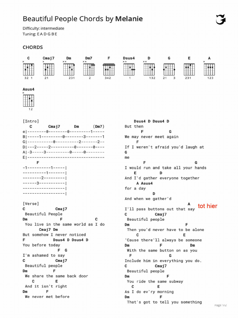 Beautiful People Chords | PDF