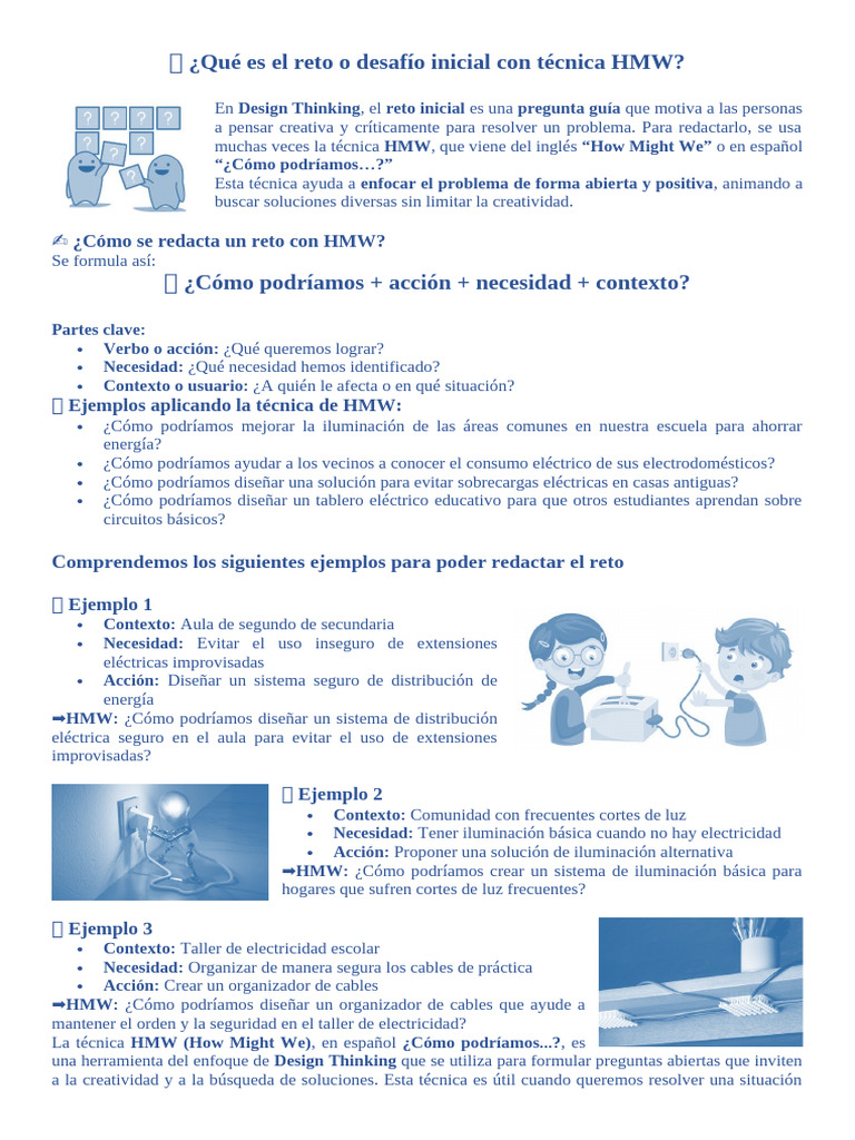 Reto inicial con técnica HMW en Design Thinking | PDF | El pensamiento ...
