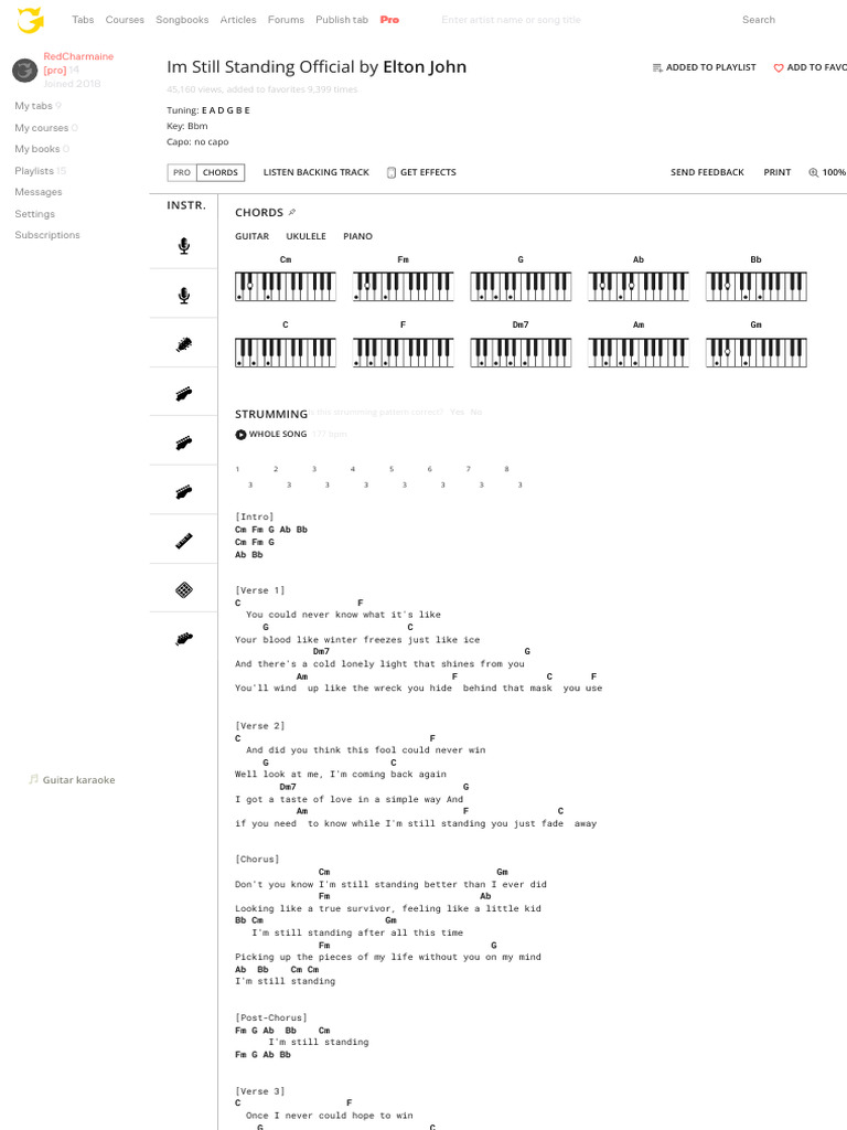 "I'm Still Standing Chords & Tabs" | PDF