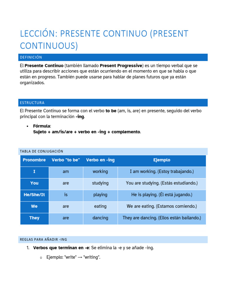 Presente Continuo | PDF | Verbo | Lingüística