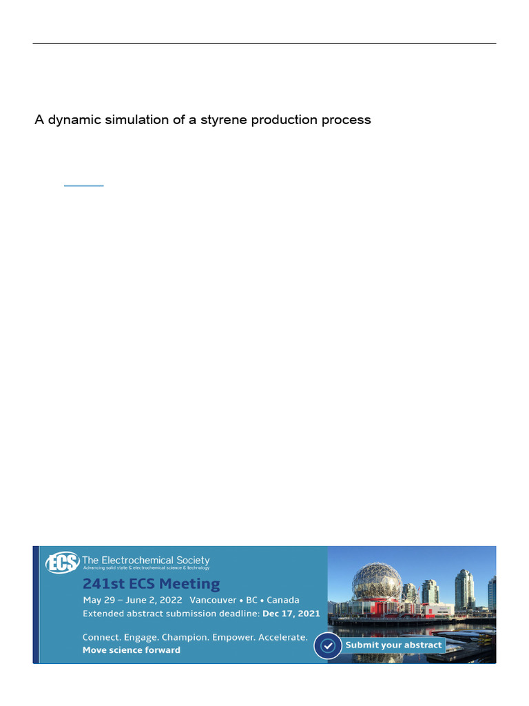 A Dynamic Simulation of A Styrene Production Proce | PDF | Chemical ...