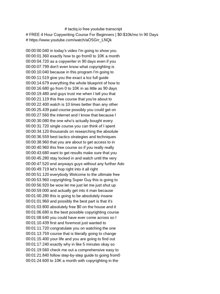 4 Hour Copywriting Course Transcript | PDF | Copywriting