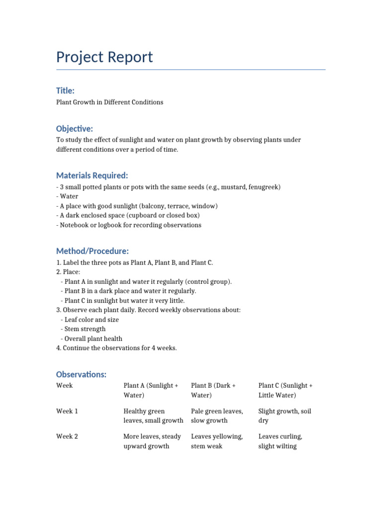 Plant Growth Experiment Report | PDF