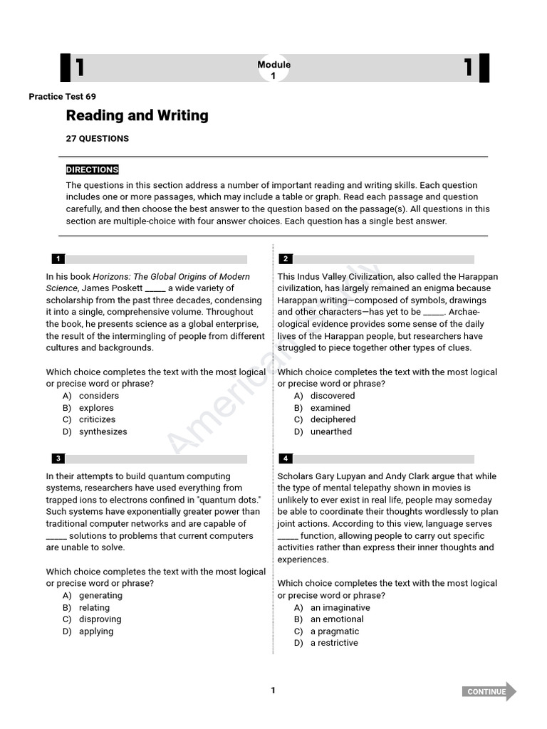 69. Practice Test 69 | PDF | Pottery