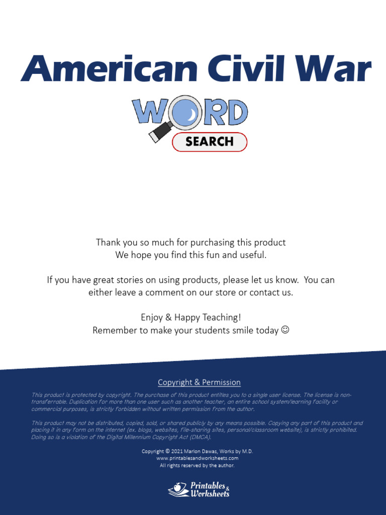 American Civil War Activity Guide | PDF | The United States | American ...