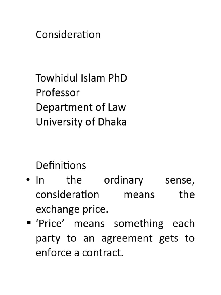 Consideration | PDF | Consideration | Common Law