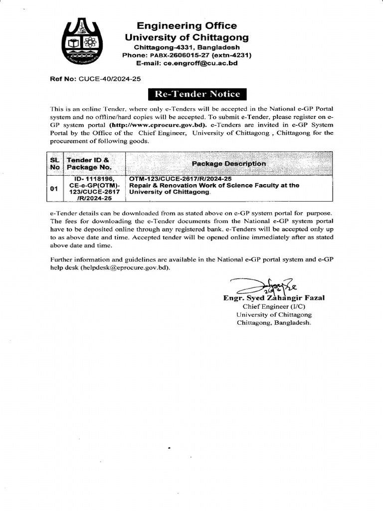 Re Tender Notice Science Faculty | PDF