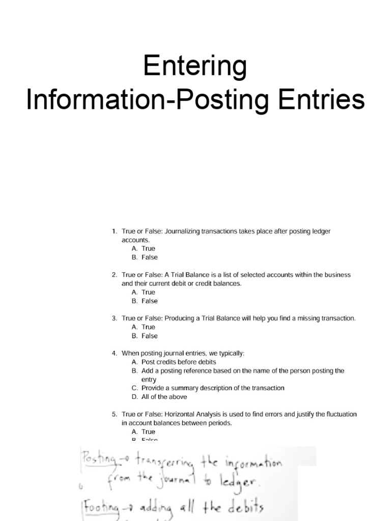 5) Business Accounting: Entering Information-Posting Entries | PDF