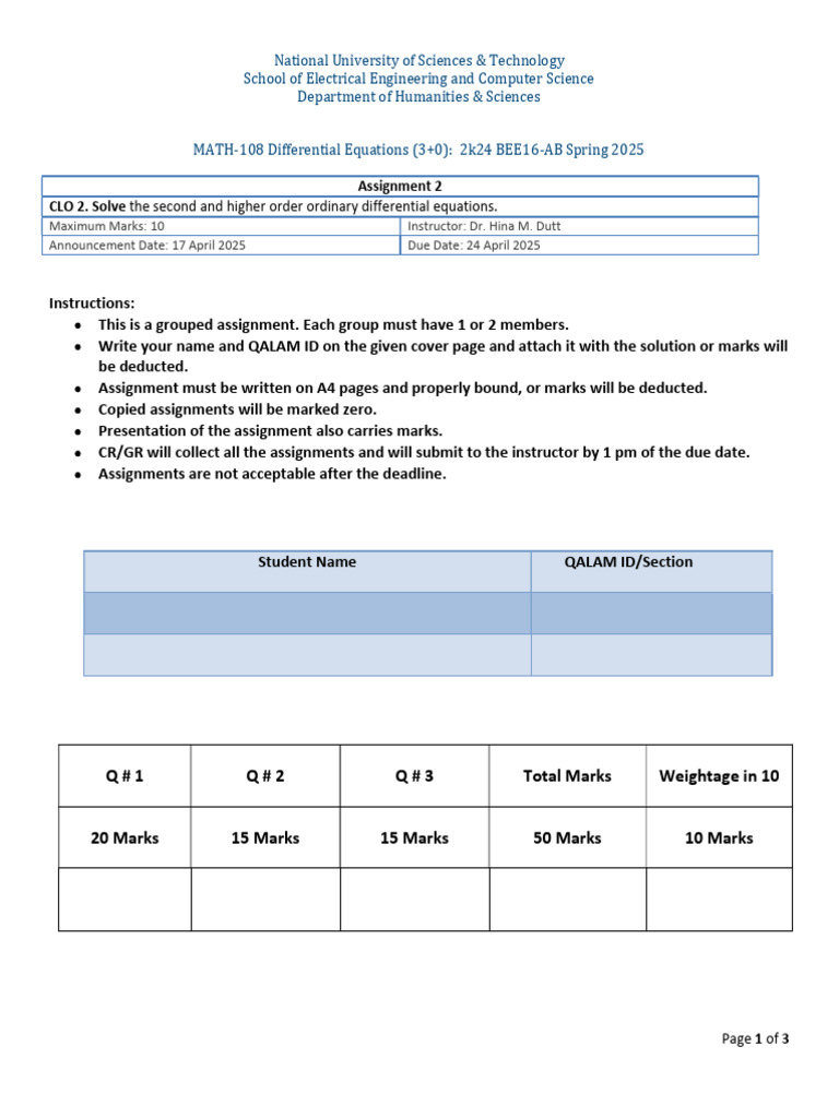 Assignment Cover Page | PDF