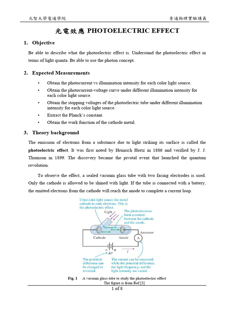 Lab 8 Photoelectric Effect | PDF | Photoelectric Effect | Vacuum Tube