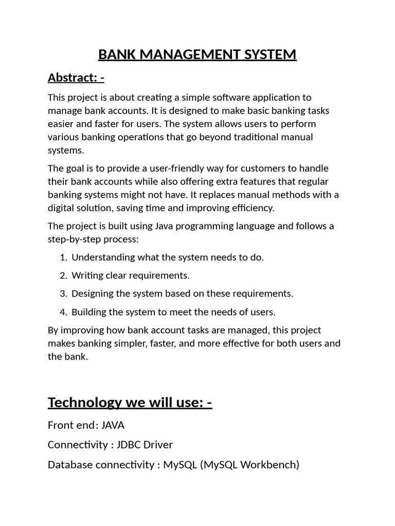 Bank Management System | PDF