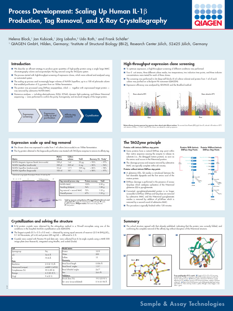 Process Development Scaling Up Human IL 1b Production Tag Removal and X ...