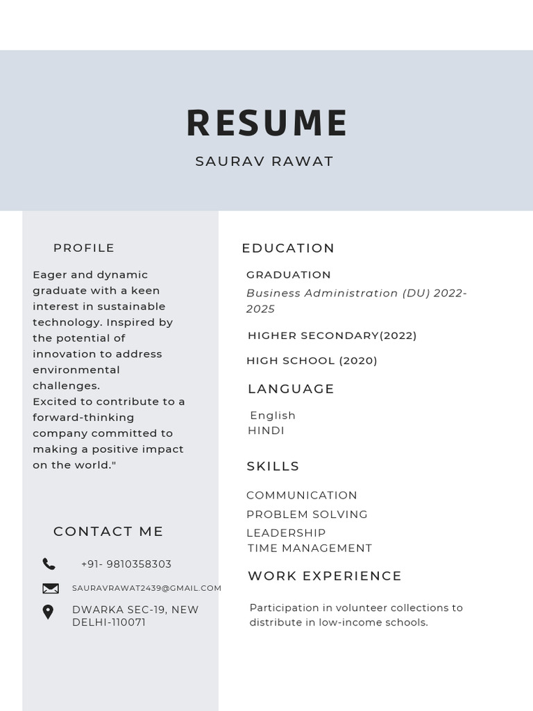 Resume: Saurav Rawat | PDF