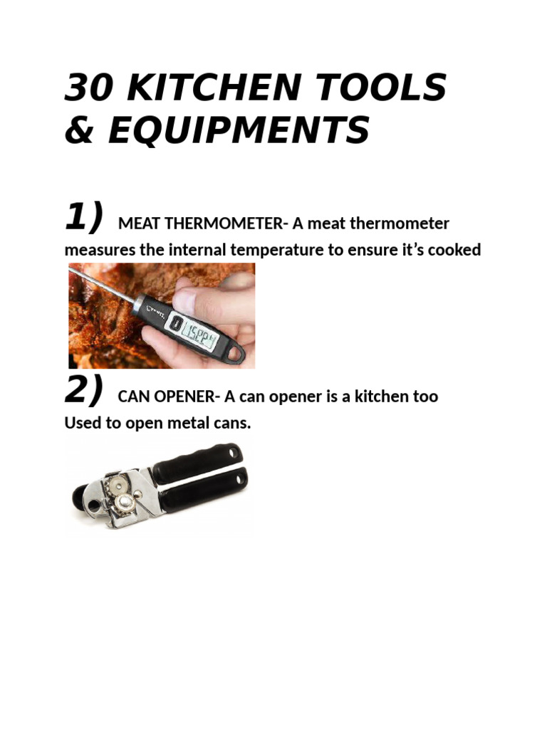 Essential Kitchen Tools and Uses | PDF
