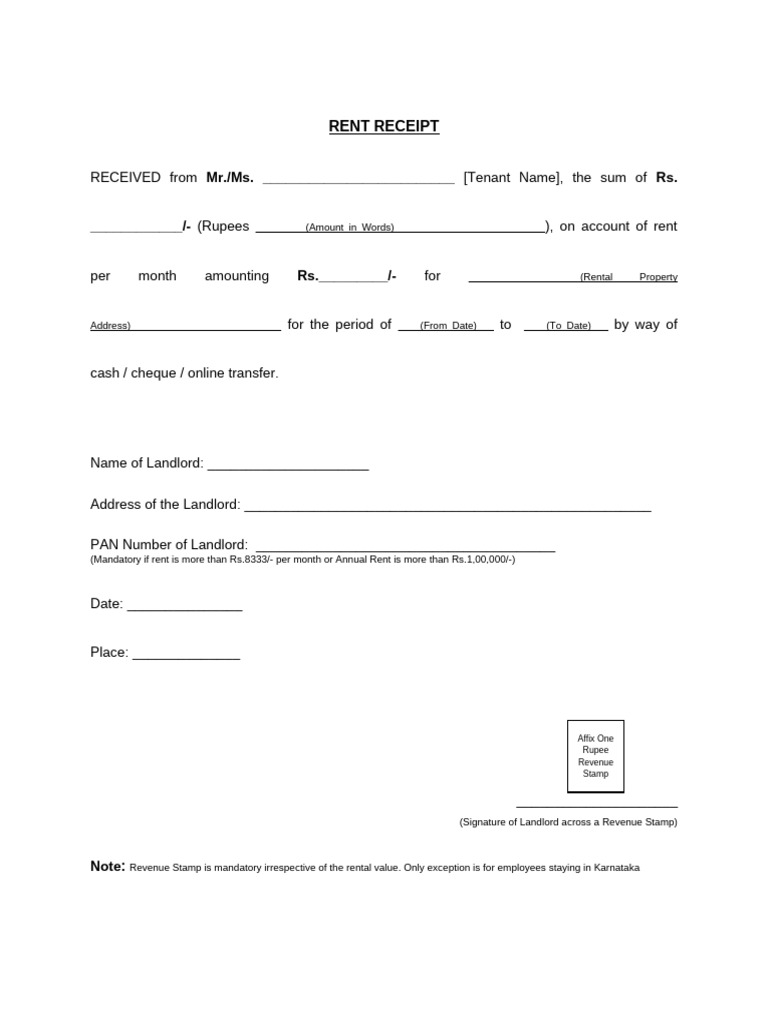 Rent Receipt Format | PDF