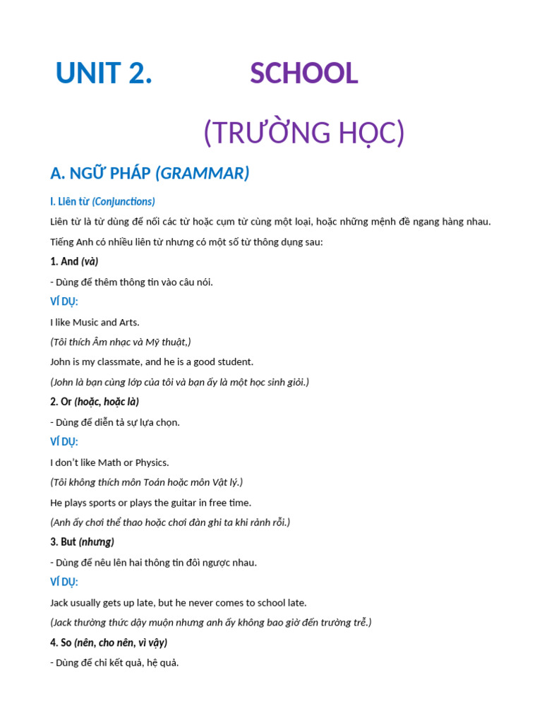 Unit 2. School | PDF