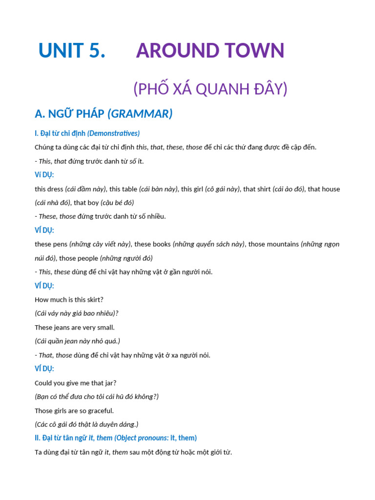 Unit 5. Around Town | PDF