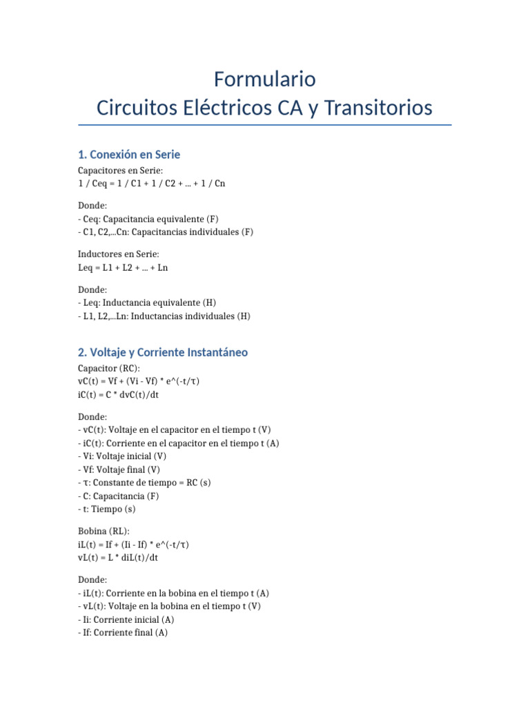 Formulario_Circuitos_Electricos_parcial1 | PDF