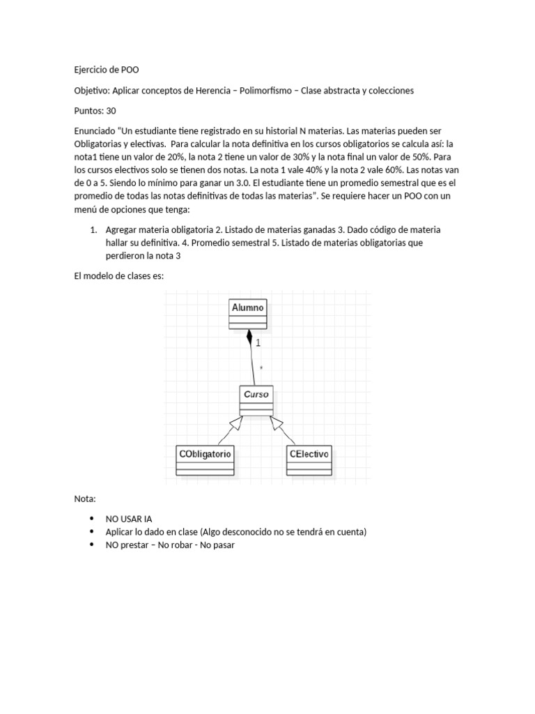 Ejercicio de POO Herencia | PDF