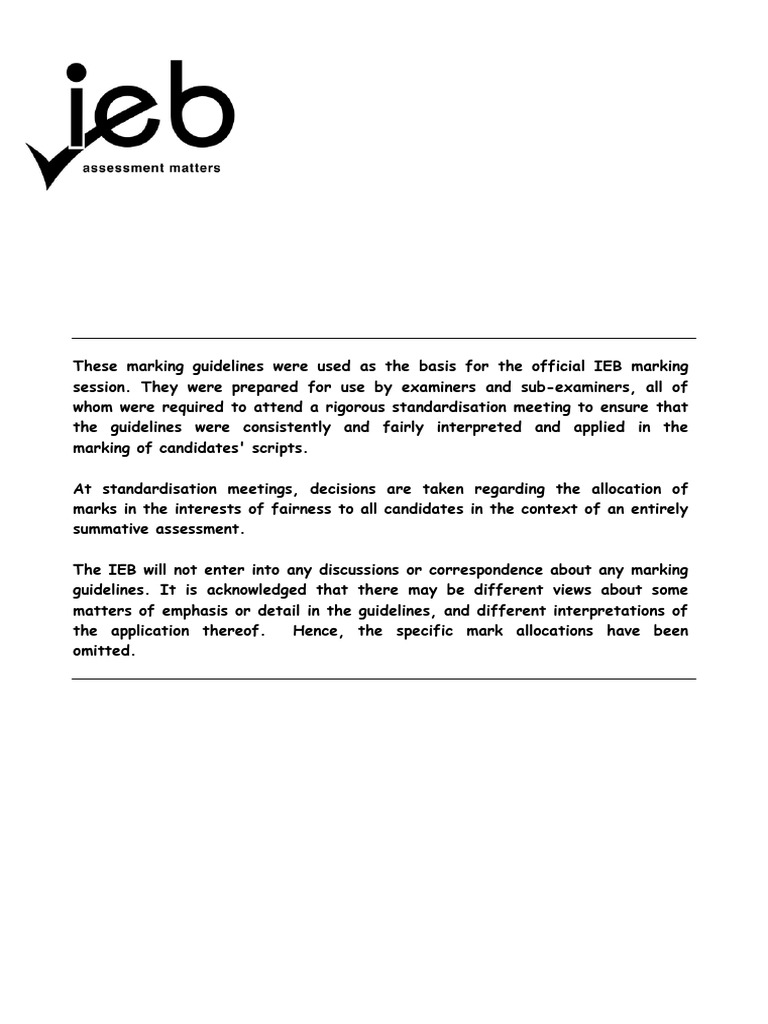 Mathematics Maths Ieb NSC Grade 12 Past Exam Papers 2011 p2 Marking Guidelines | PDF