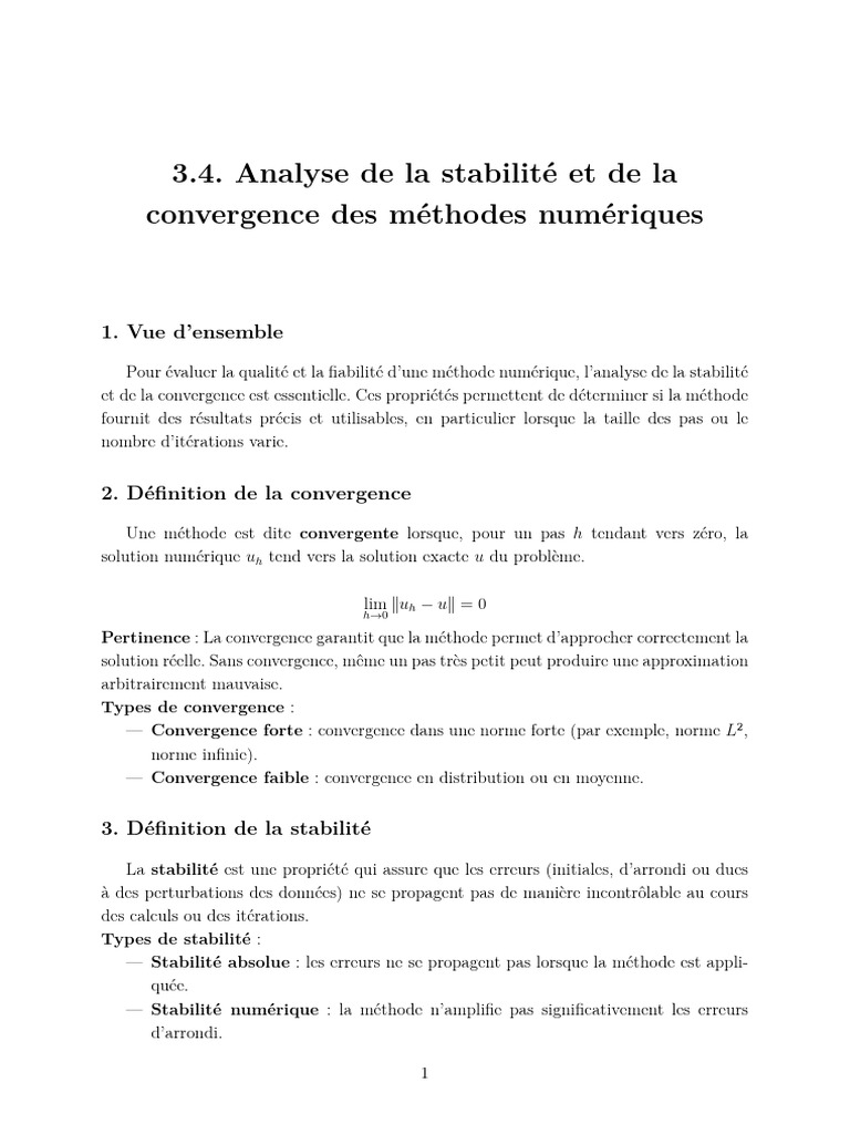 Stabilité et convergence des méthodes numériques | PDF | Analyse ...
